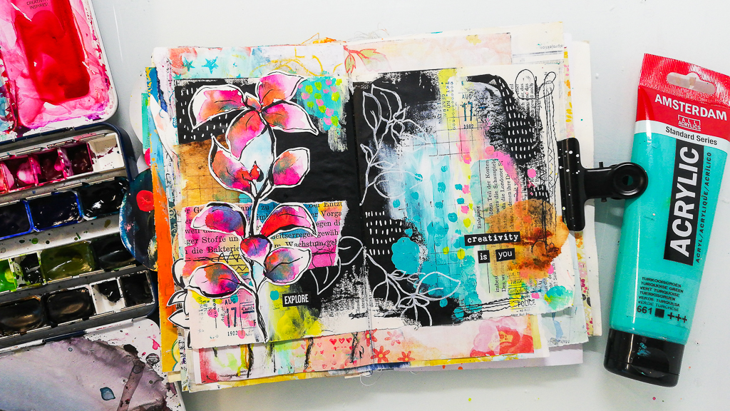 Art Journal Video Tutorial – Mixed Media Collage – Susanne Rose Art