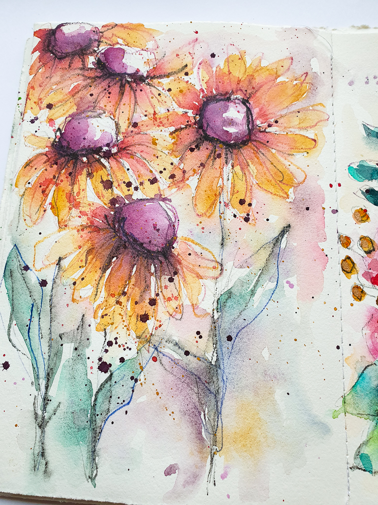 Loose Watercolor Coneflowers – Video Tutorial – Susanne Rose Art