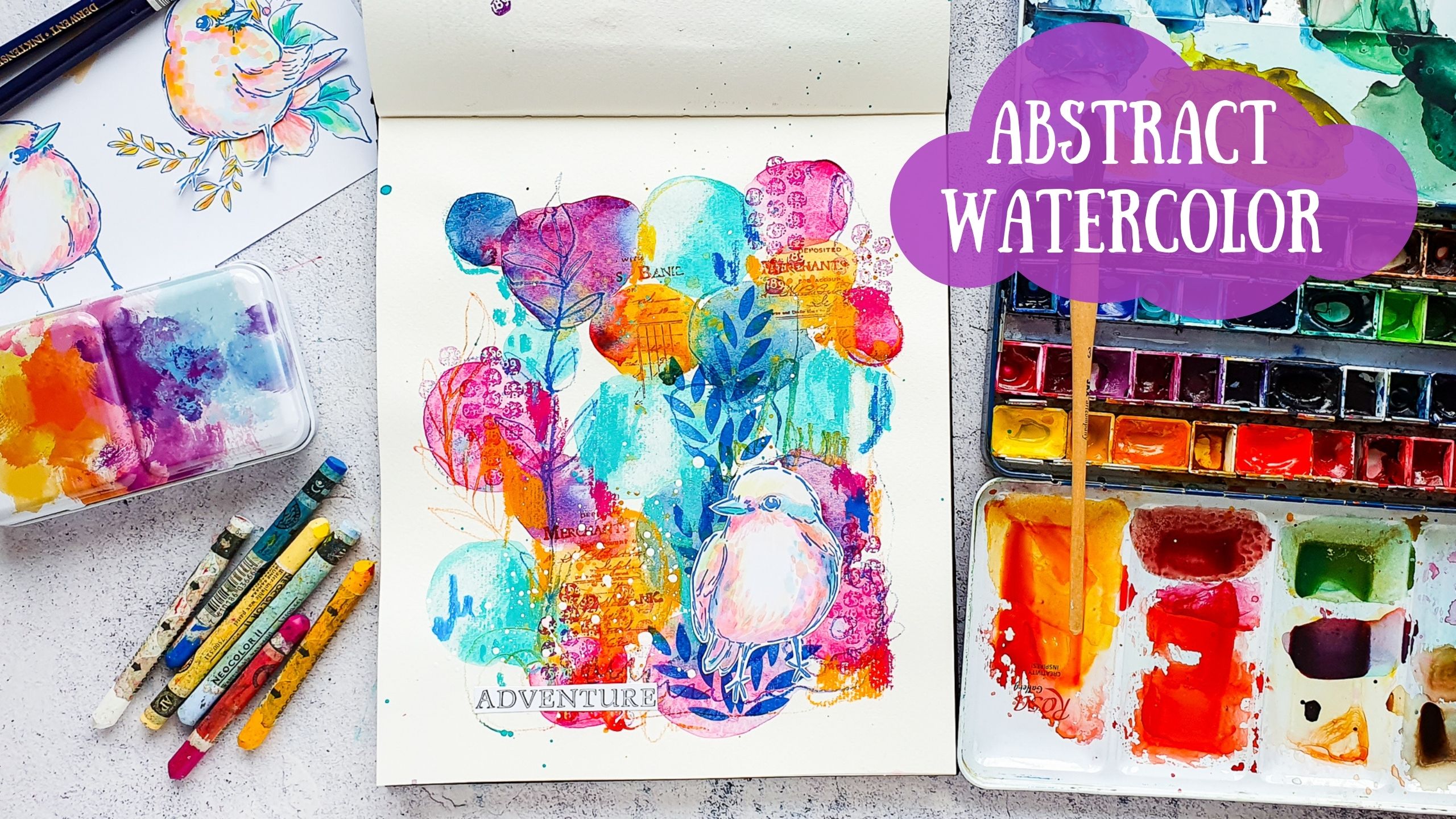 Abstract Watercolor Art Journaling – Video Tutorial – Susanne Rose Art