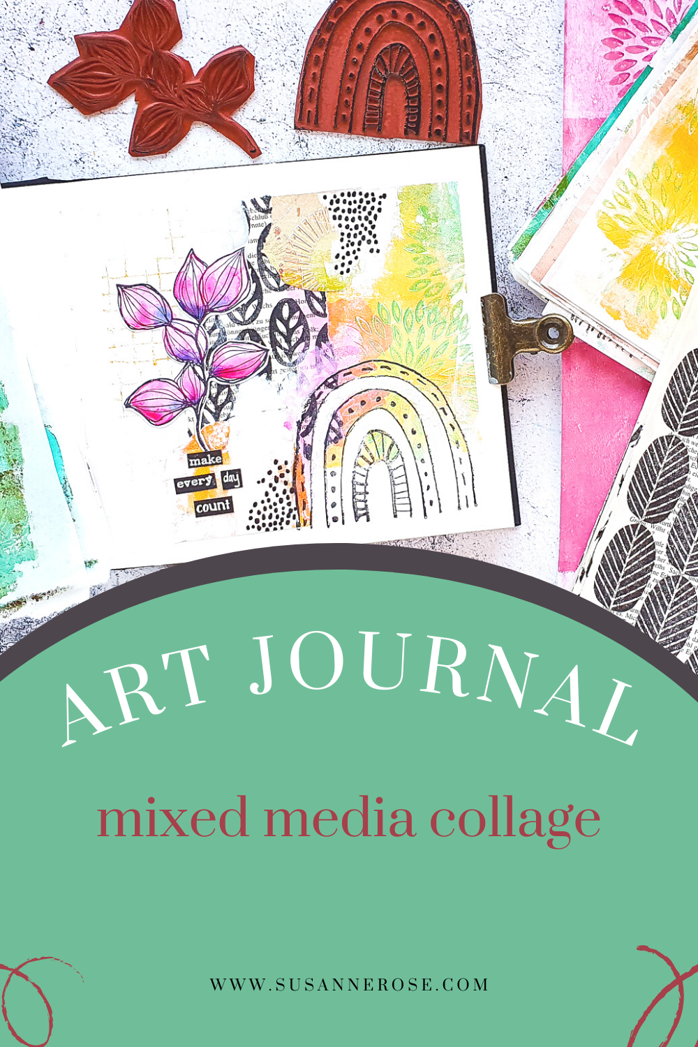 Mixed Media Collage Art Journal Page – Video Tutorial – Susanne Rose Art