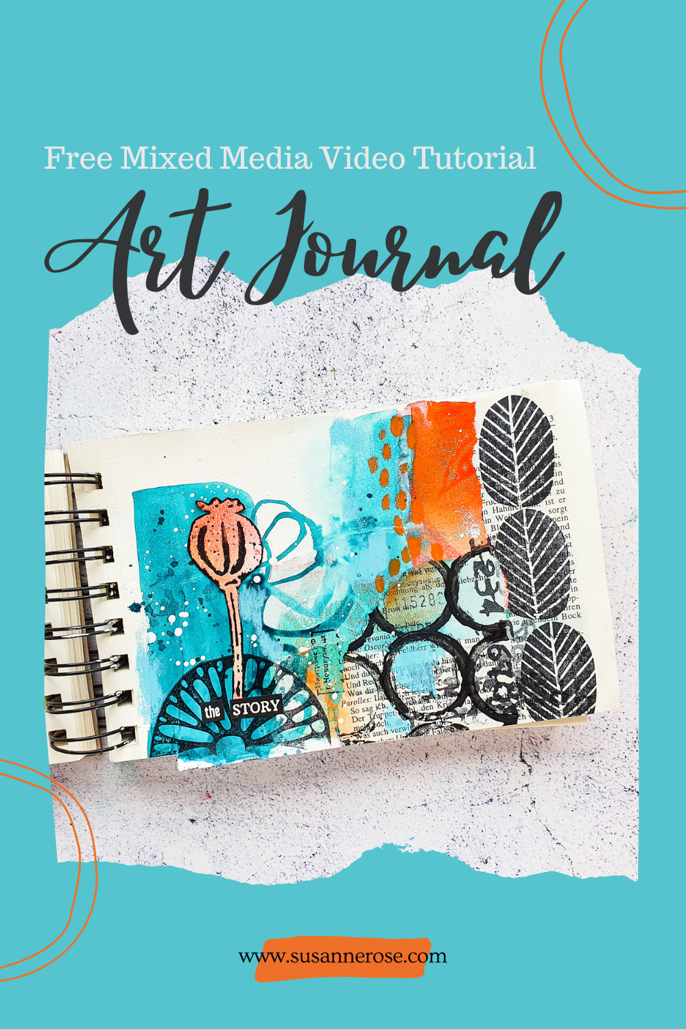 Mixed Media Collage Art Journal Page – Video Tutorial – Susanne Rose Art