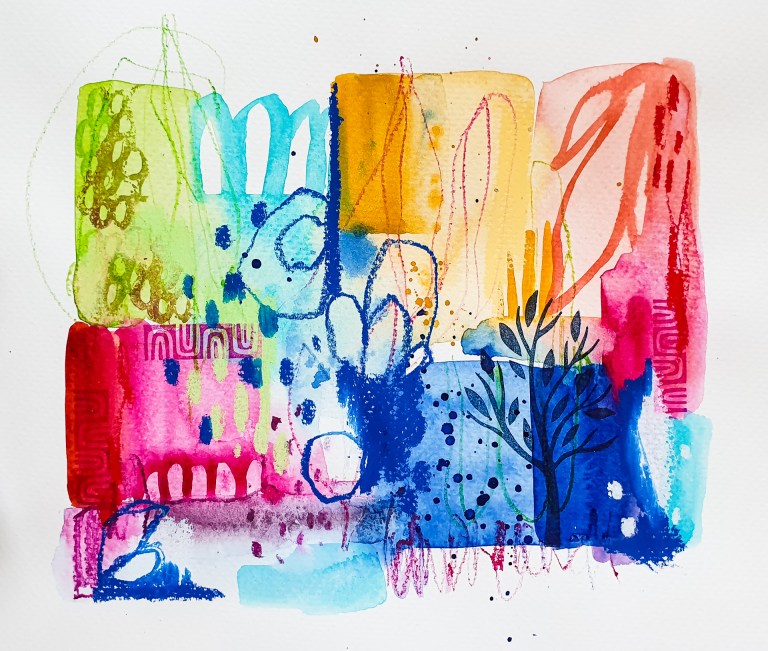 Abstract Watercolor Art Journal Page – Video Tutorial – Susanne Rose Art