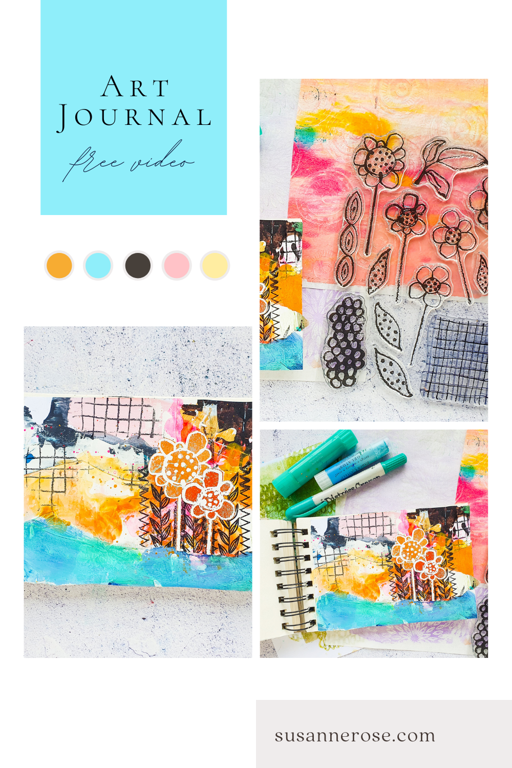 Mixed Media Art Journal Page – Video Tutorial – Susanne Rose Art