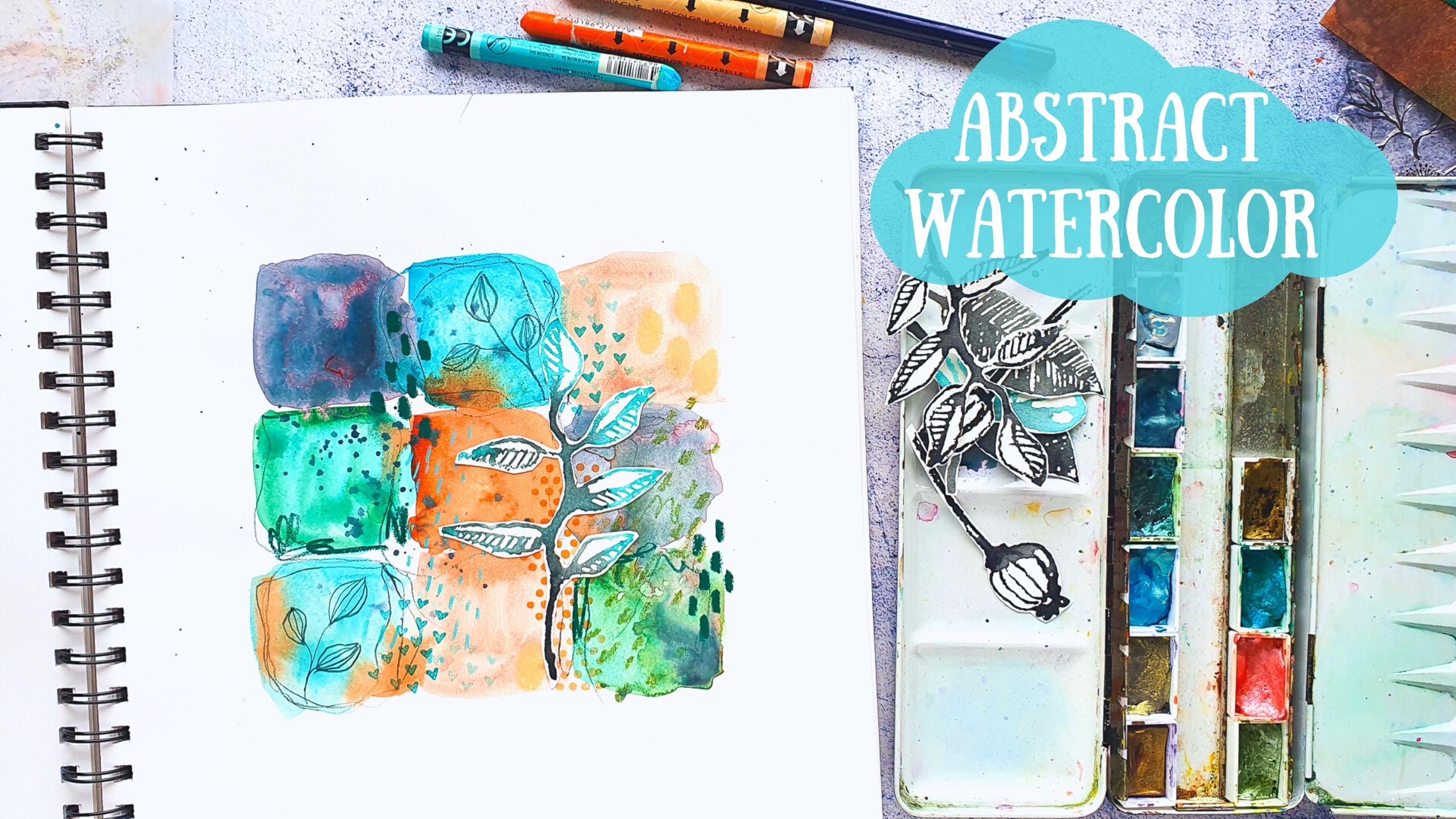 Abstract Watercolor Art Journaling (Video Tutorial) – Inktober Day 15 ...