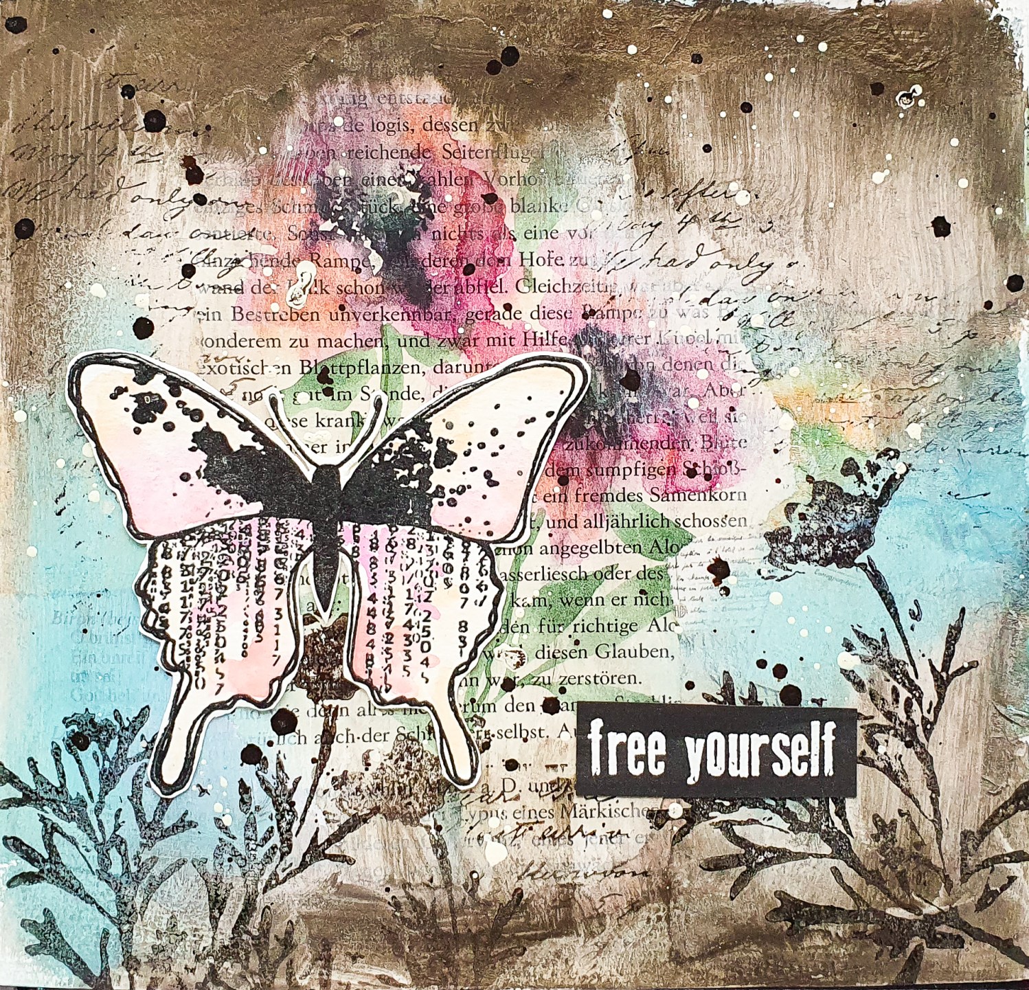 Vintage Art Journal Page with Collage Background – Susanne Rose Art