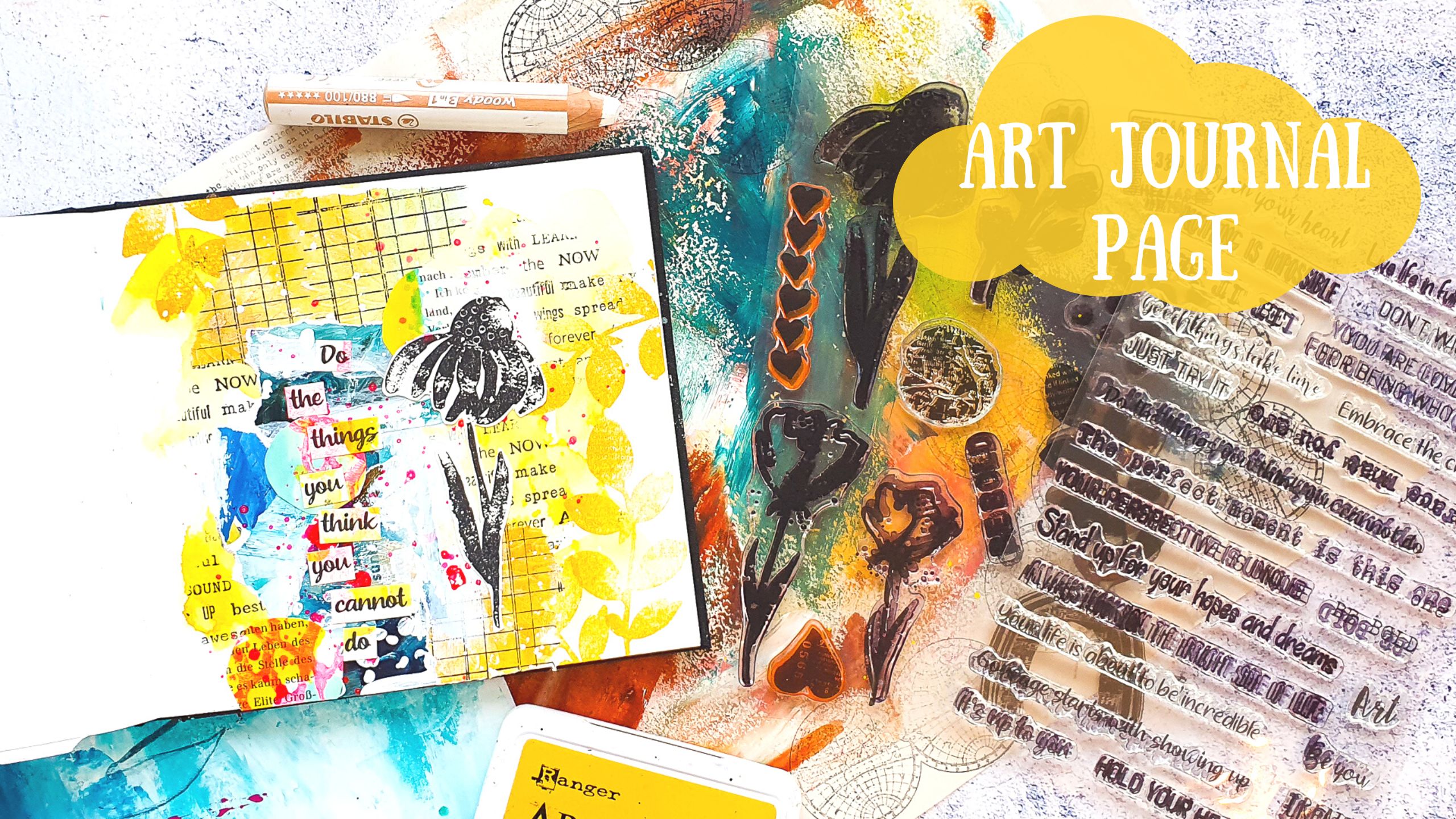Mixed Media Art Journal Page – Video Tutorial – Susanne Rose Art