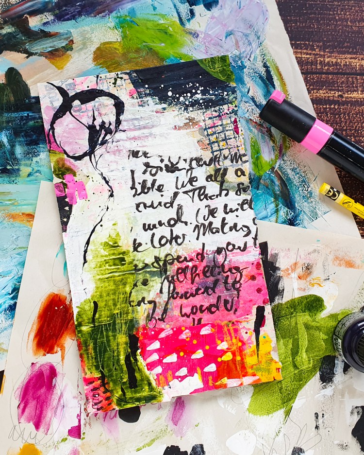 Mixed Media Art Collage on Cardboard with – Video Tutorial – Susanne Rose