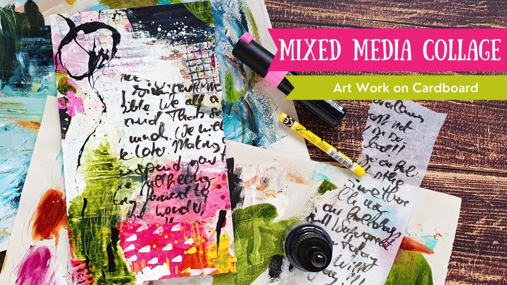Mixed Media Art Collage on Cardboard with – Video Tutorial – Susanne Rose