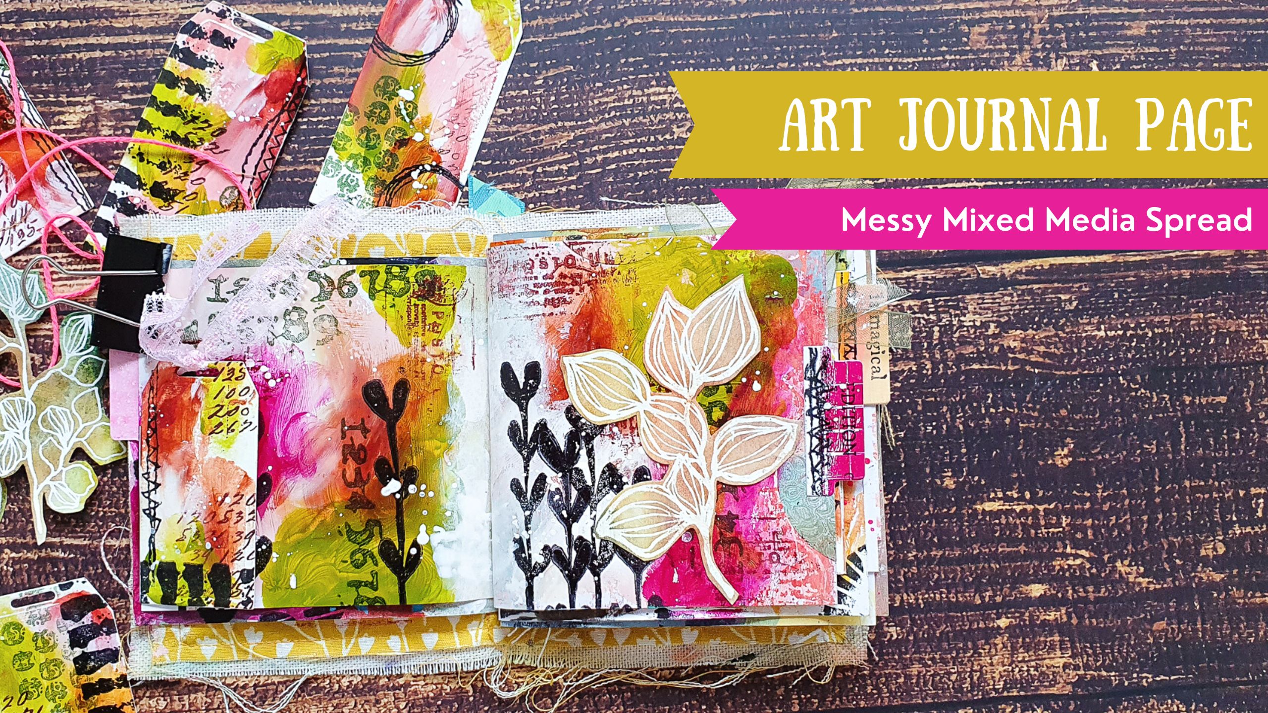 Messy Mixed Media Spread in my handmade Junk Art Journal – Susanne Rose Art