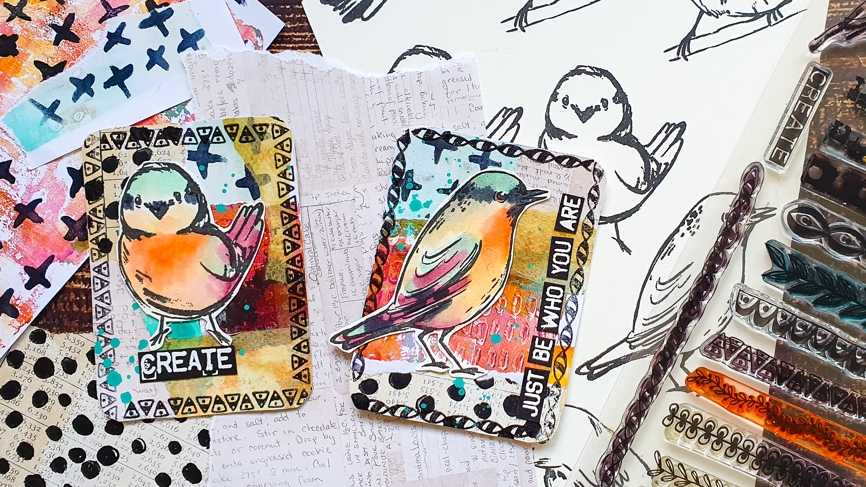 Let’s use up some collage paper scraps & create mixed media journaling ...