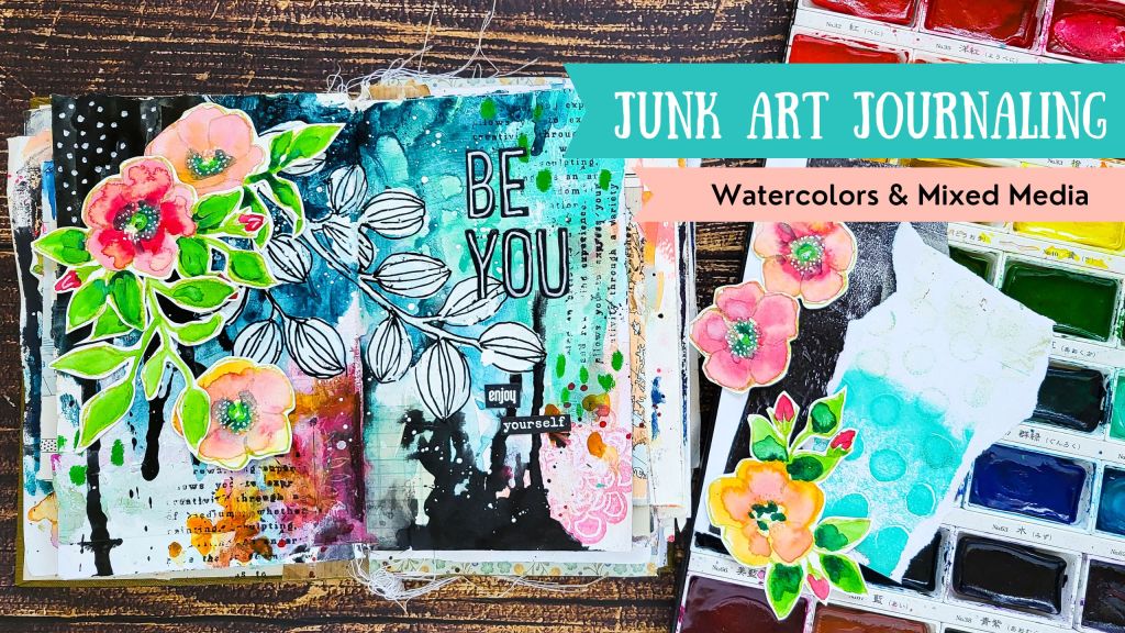 Junk Art Journal Page with Watercolors and Mixed Media – Susanne Rose Art