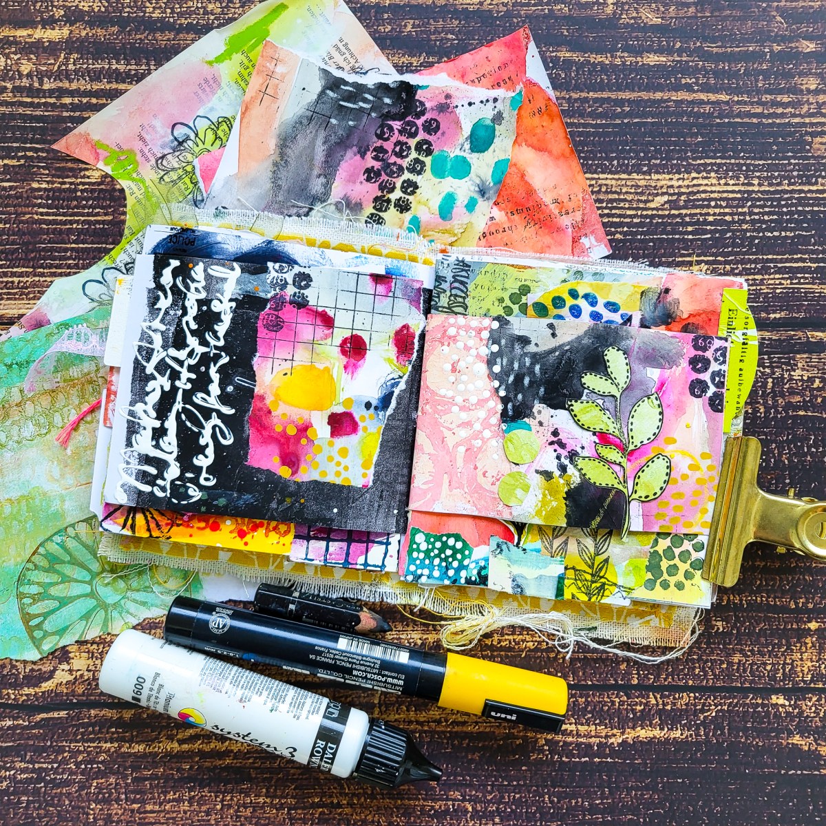 Junk Art Journal Page using Collage and Mark Making – Susanne Rose Art