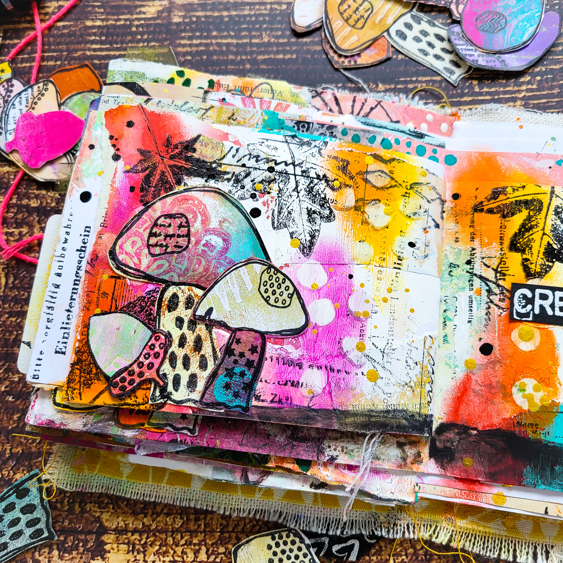 Autumnal Art Journal Page with stamped Mushrooms – Susanne Rose Art