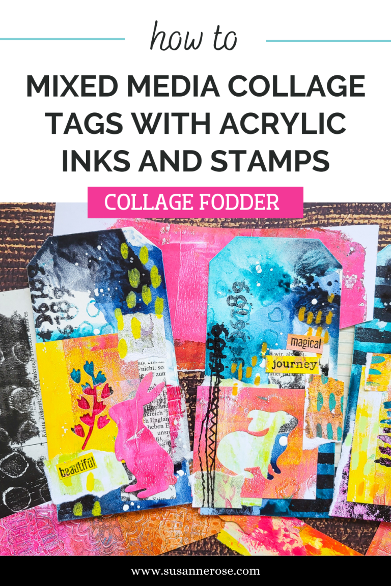 Mixed Media Tags with Acrylic Background and Collage Fodder – Susanne ...