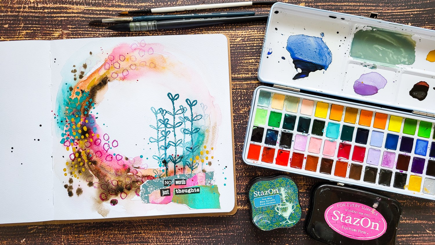 Abstract Watercolor Art Journal Page – Video Tutorial – Susanne Rose Art