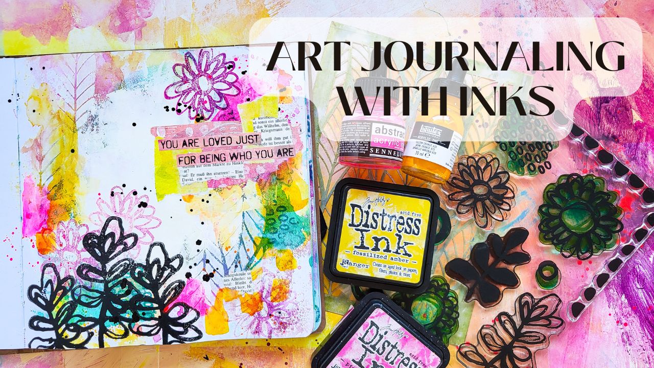 Layered Art Journal Page with Inks, Stamps and Stencil – Video Tutorial ...